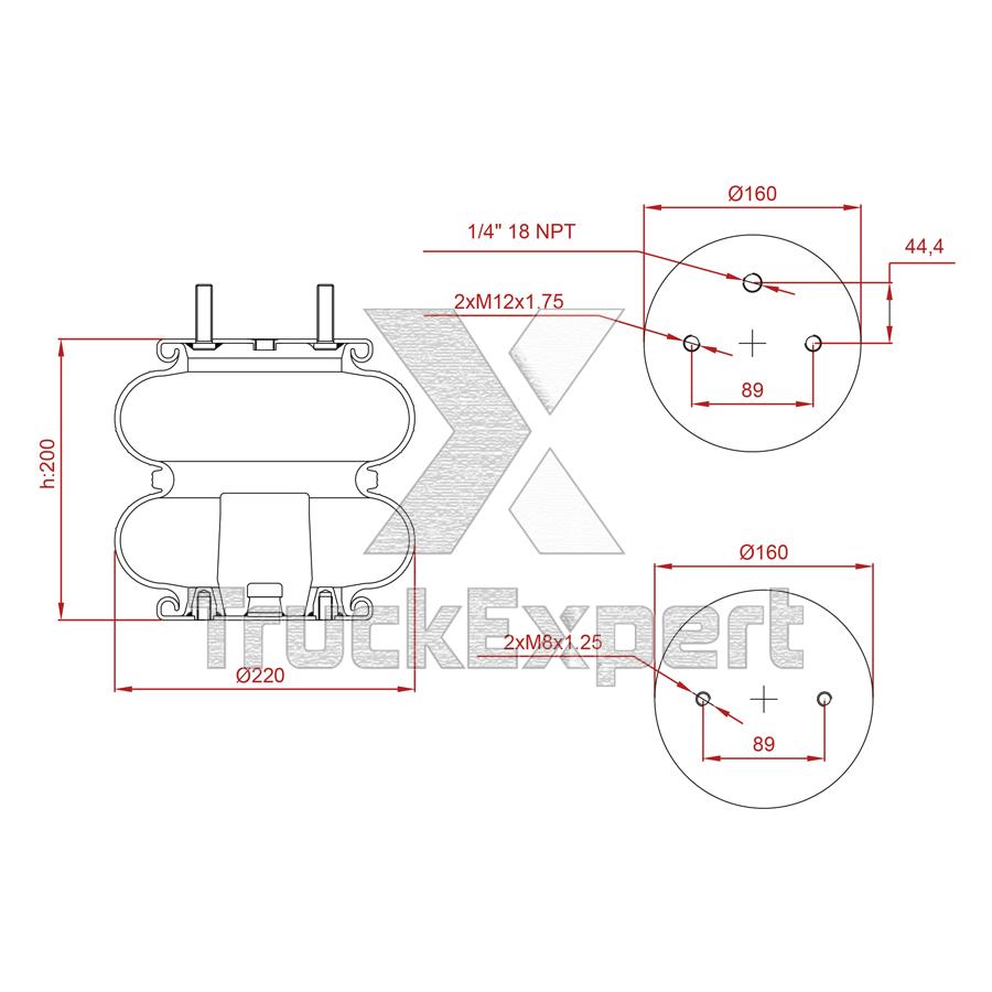 2 CONVOLUTED AIR SPRING - E2D 220-06 - SUSPENSION - AIR SPRING AND ...