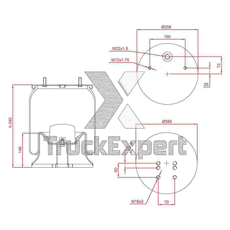 AIR SPRING WITH METAL PISTON - ED 14022-K - SUSPENSION - AIR SPRING AND ...