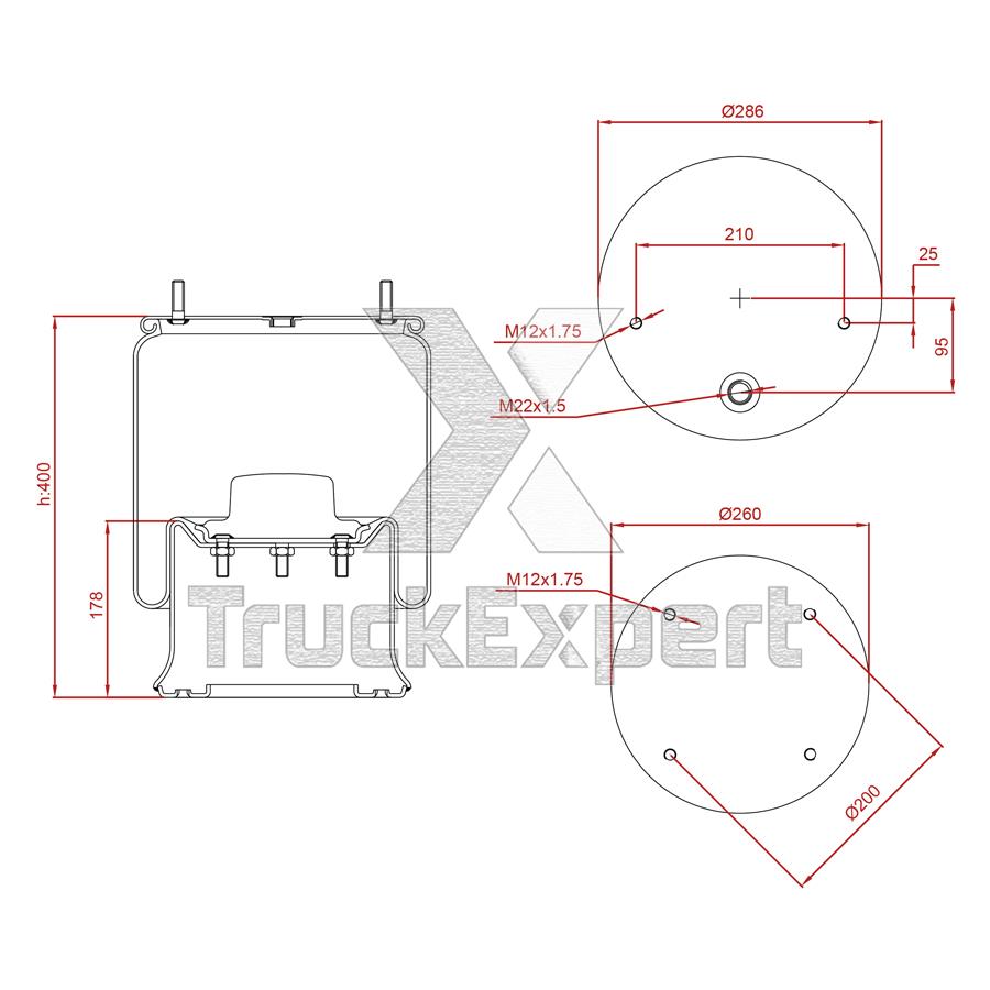 AIR SPRING WITH METAL PISTON - ED 14023-K - SUSPENSION - AIR SPRING AND ...