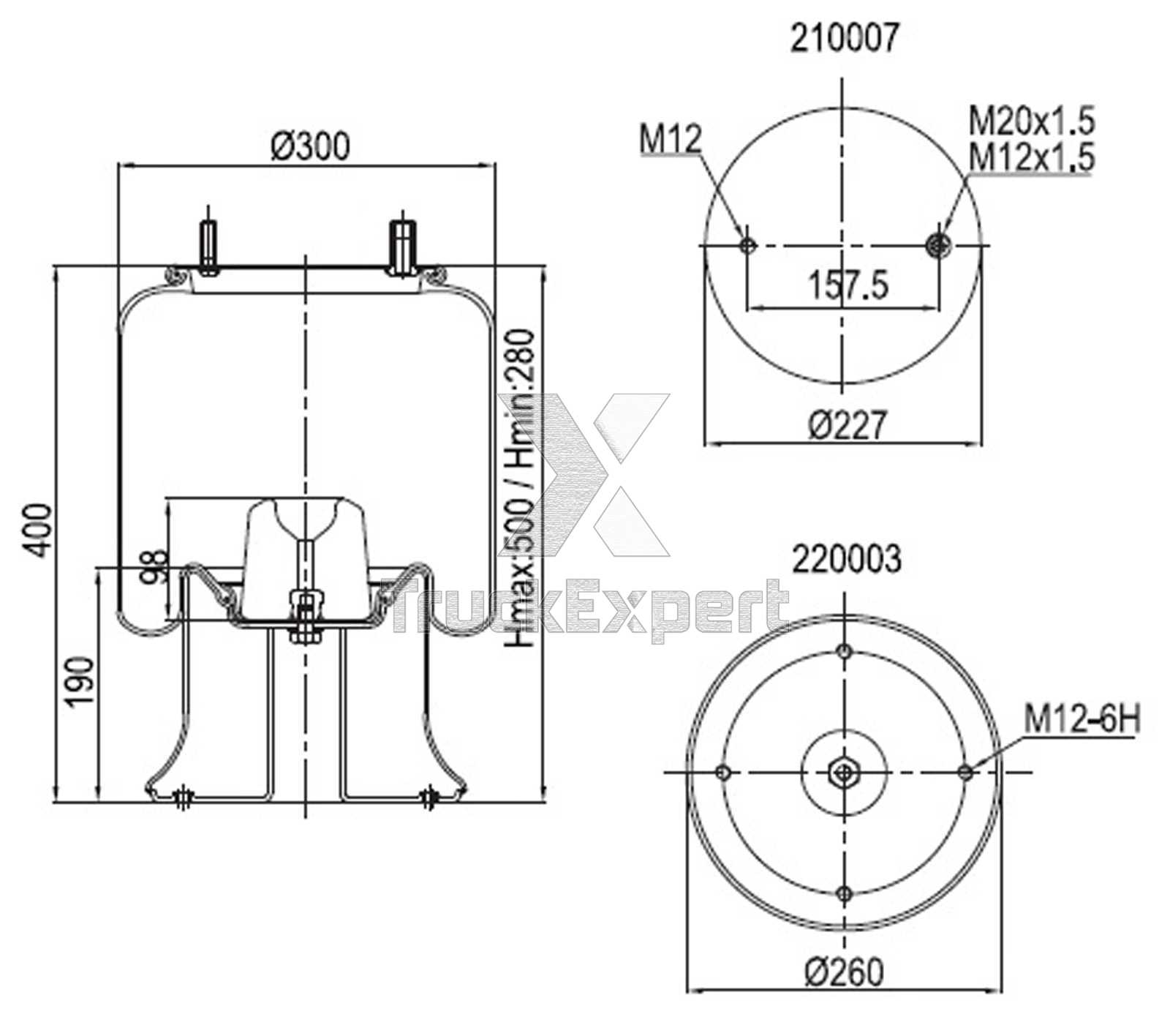 AIR SPRING WITH METAL PISTON - ED 14159-K13 - SUSPENSION - AIR SPRING ...