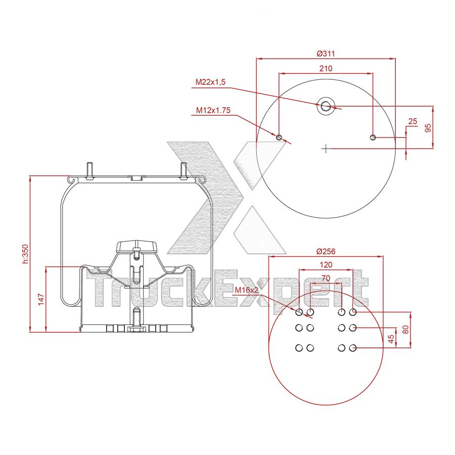 AIR SPRING WITH METAL PISTON - ED 14881-K - SUSPENSION - AIR SPRING AND ...