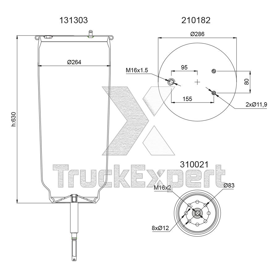 AIR SPRING WITH METAL PISTON - ED 163608-K01 - SUSPENSION - AIR SPRING ...